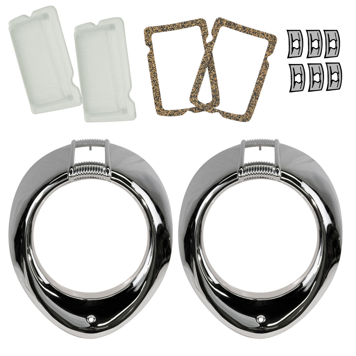 Headlight Rim Bundle; 1940 Deluxe – Bob Drake