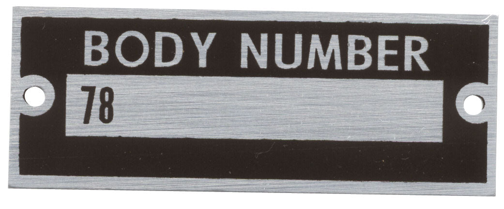 Body Number Plate; 1937 – Bob Drake